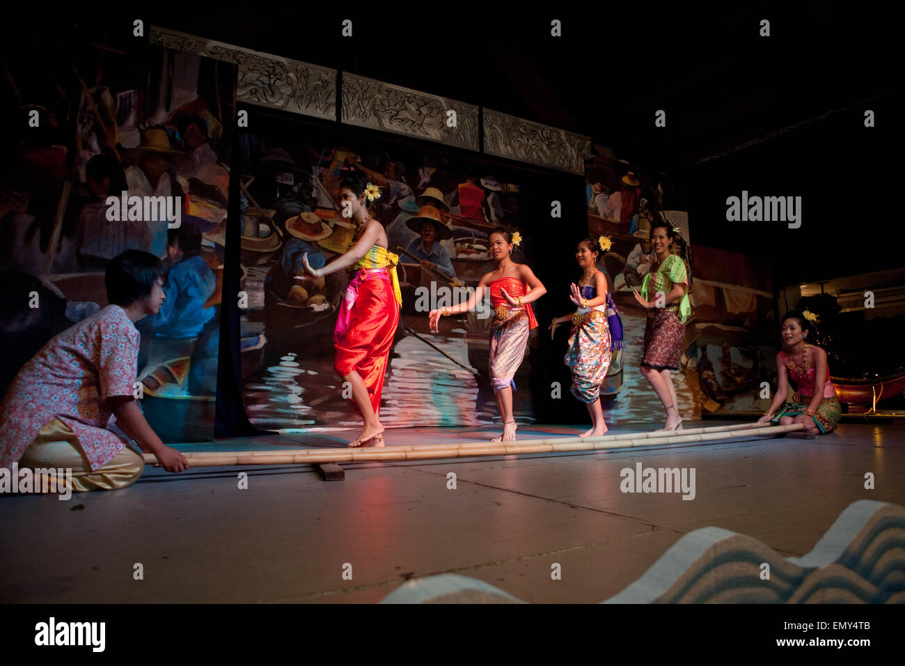 Colourful Thai traditional dance performance for tourist in traditional ...