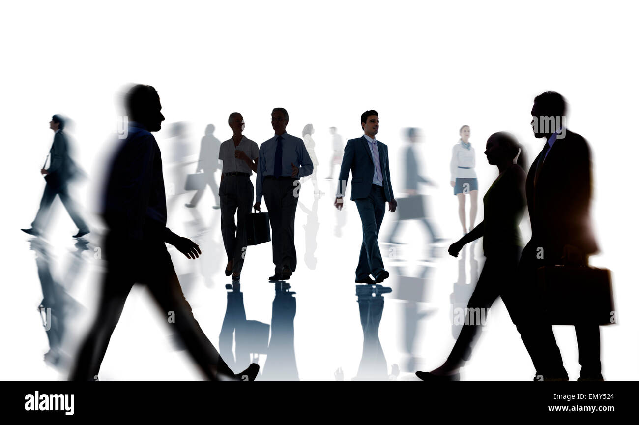 Silhouettes of Business People Rush Hour Stock Photo - Alamy