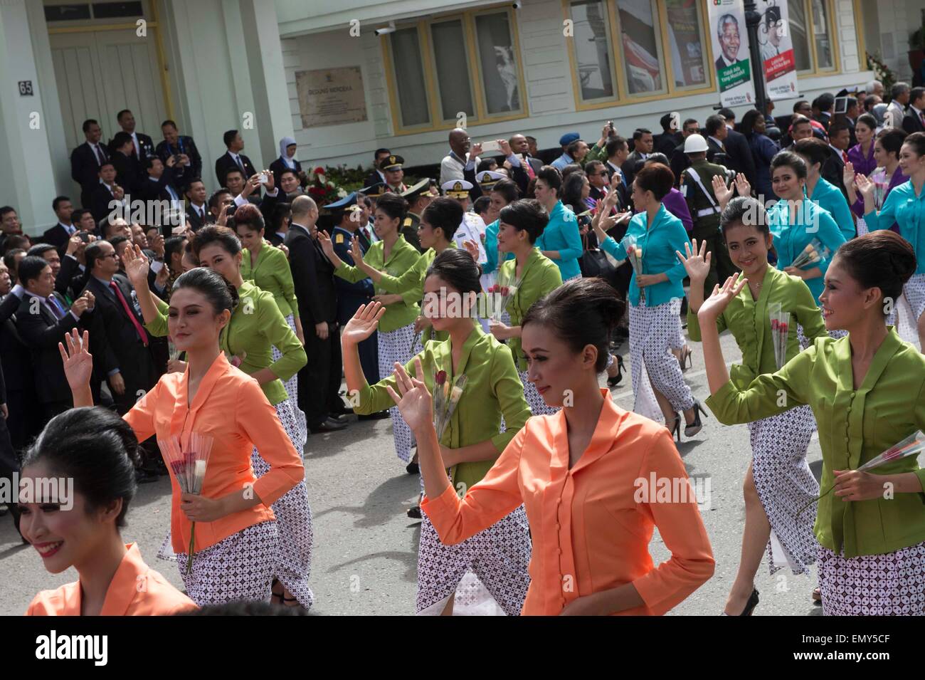 Bandung, Indonesia. 24th Apr, 2015. People participate in a parade for ...