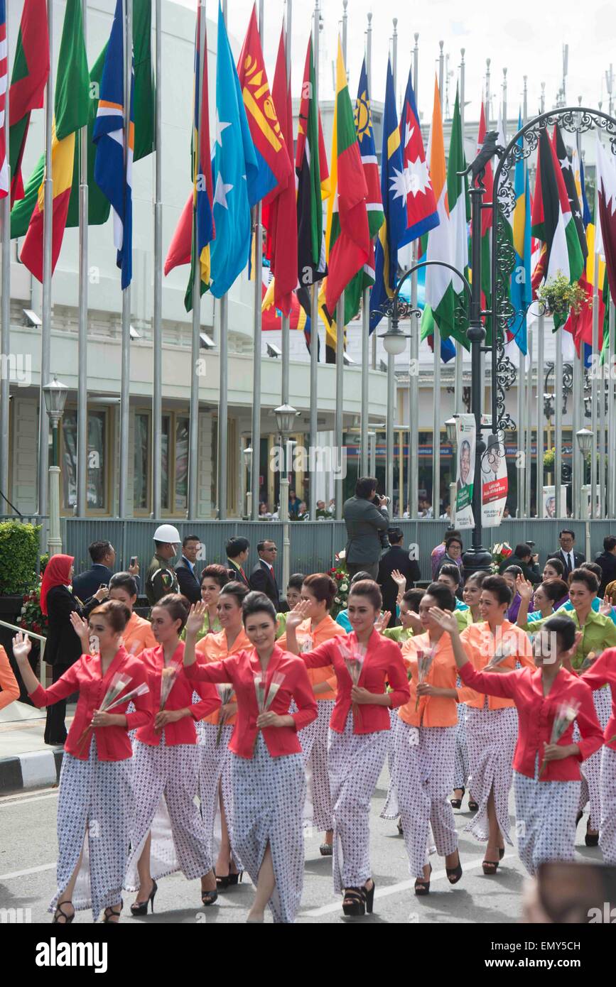 Bandung, Indonesia. 24th Apr, 2015. People participate in a parade for ...