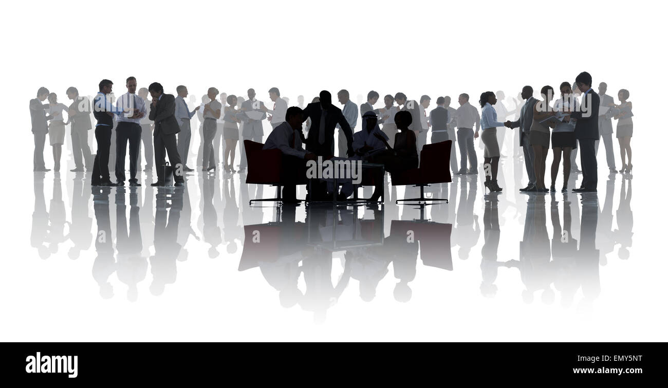 Group of business people discussing in a white background Stock Photo ...