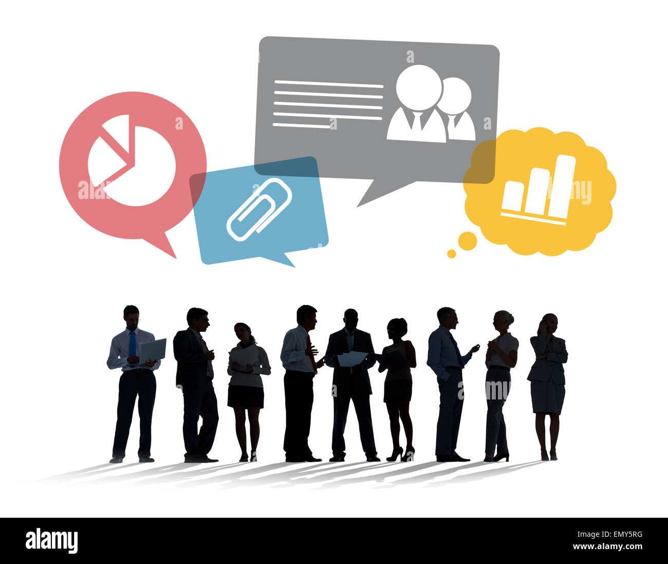 Silhouettes of Business People Discussing Business Issues Stock Photo ...