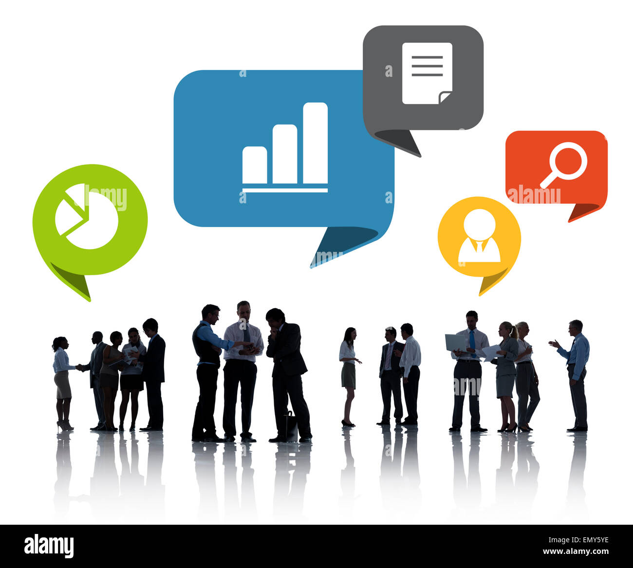 Silhouettes of Business People Discussing Business Issues Stock Photo ...
