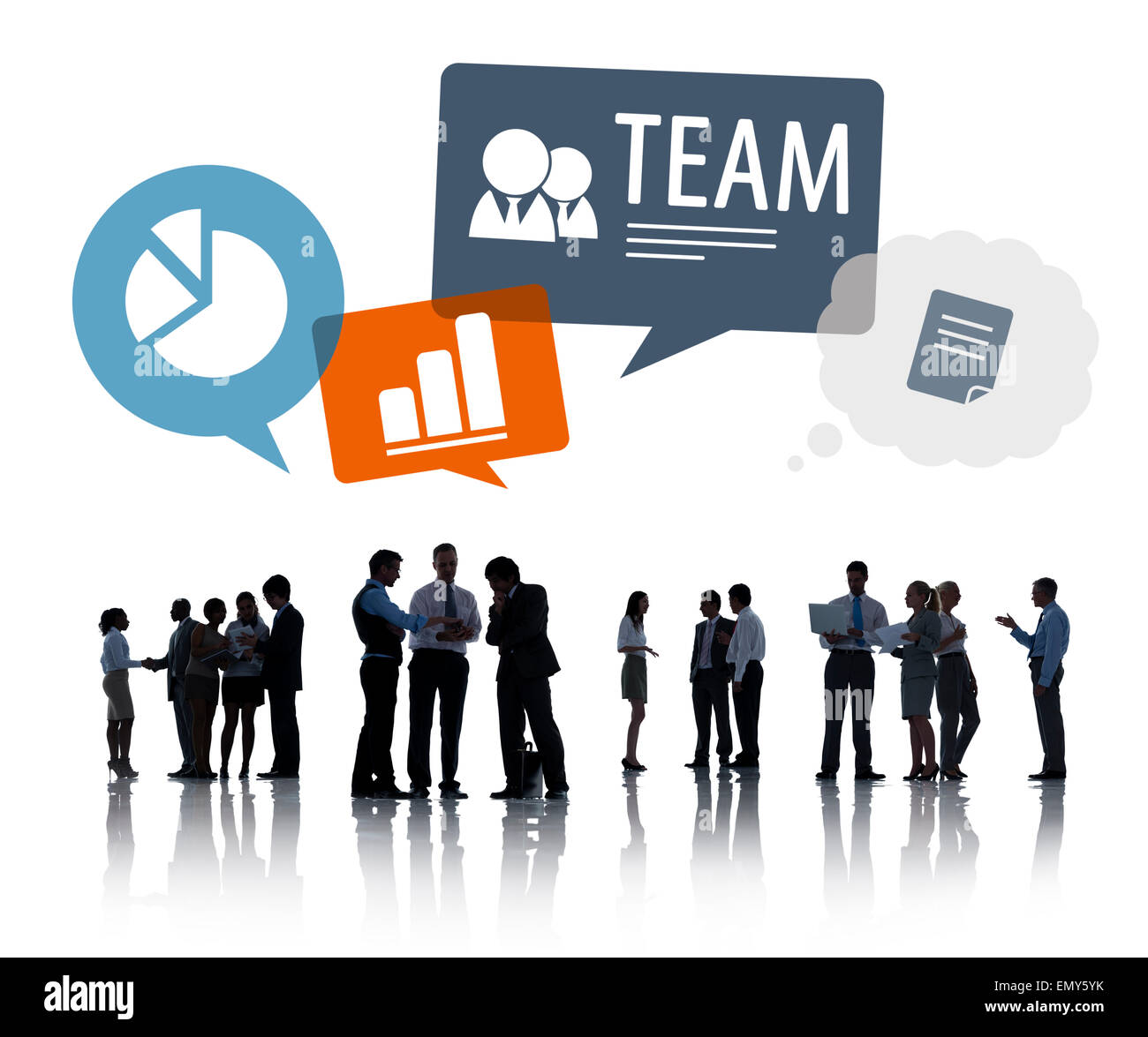 Silhouettes of Business People Discussing Teamwork Stock Photo - Alamy