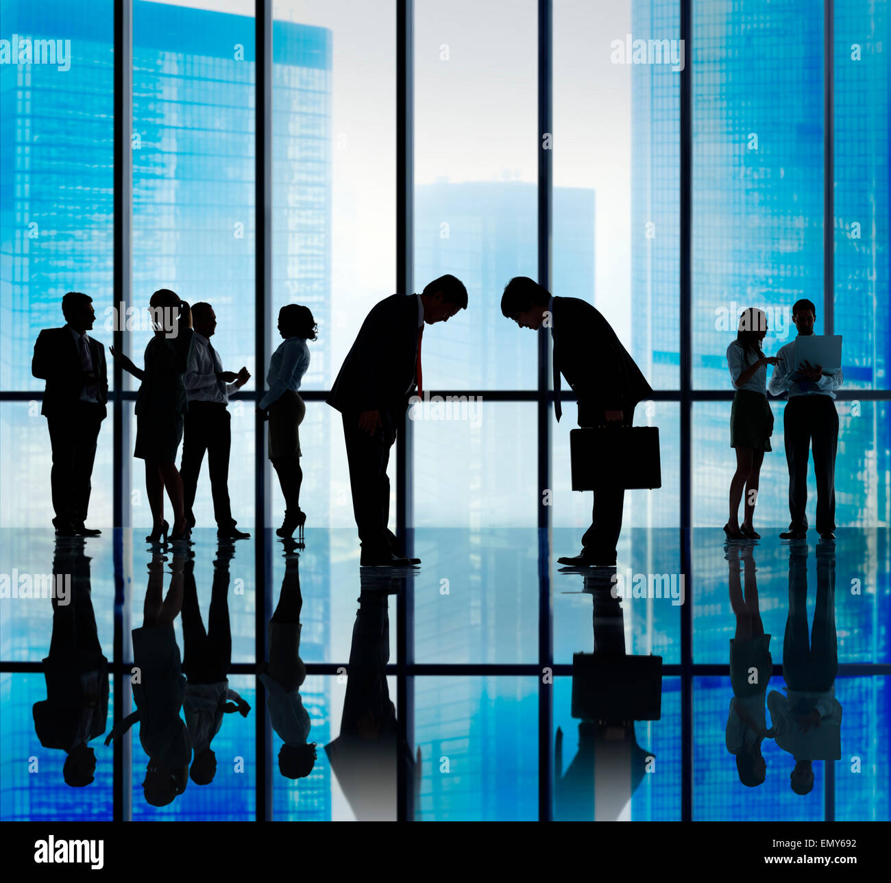 Japanese Business People Bowing Down Office Concept Stock Photo - Alamy