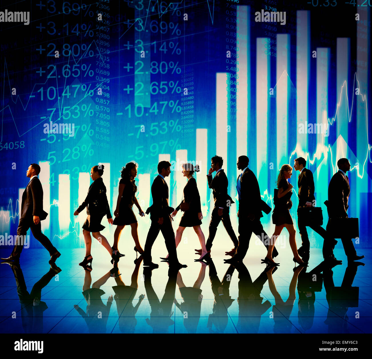 Business People Walking Financial Figures Concept Stock Photo - Alamy