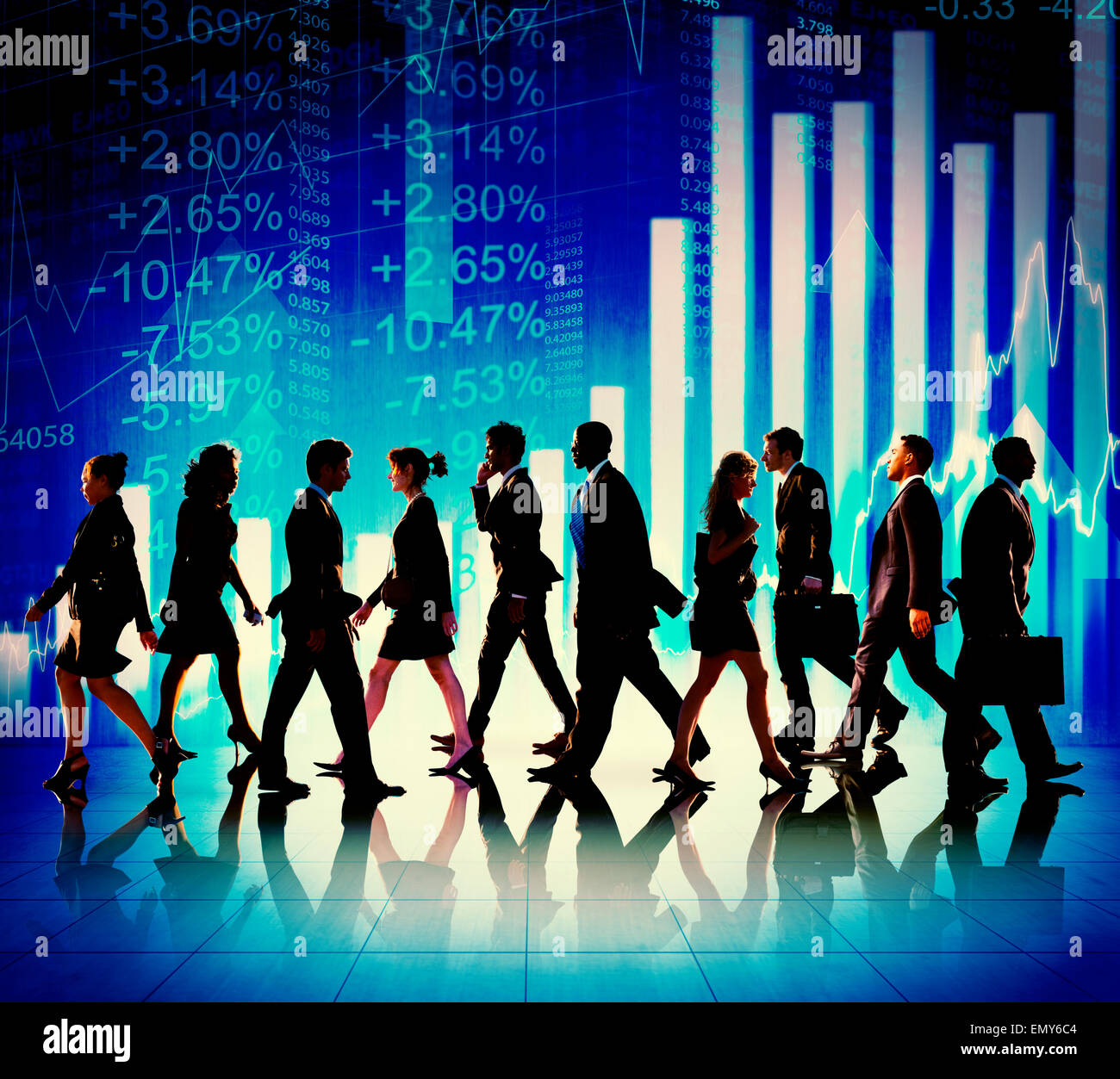 Business People Walking Financial Figures Concept Stock Photo - Alamy