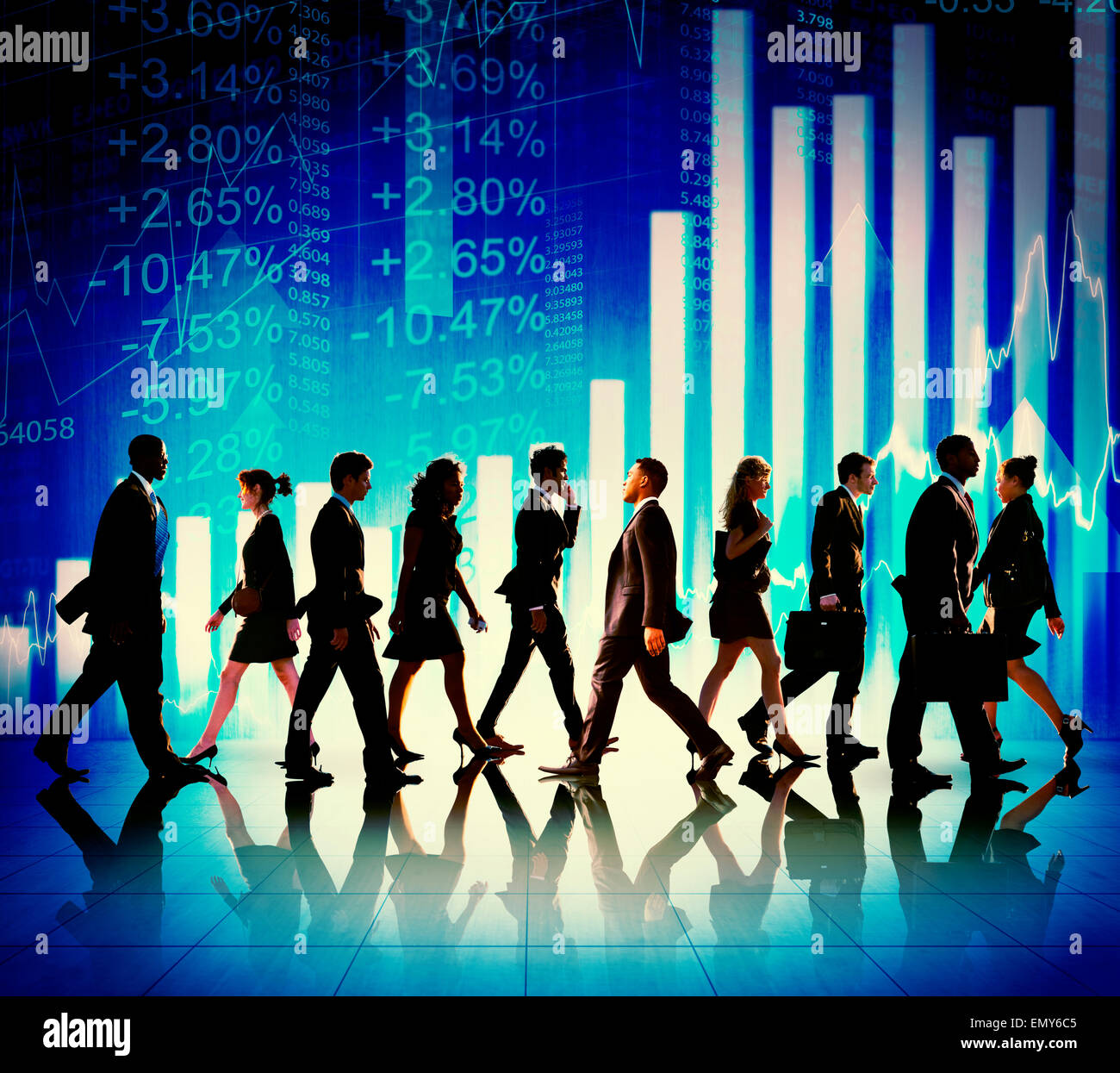 Business People Walking Financial Figures Concept Stock Photo - Alamy