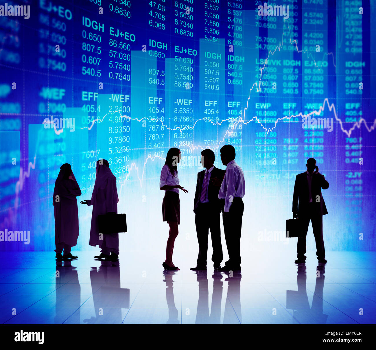Silhouette Business People Discussion Stock Market Concept Stock Photo ...