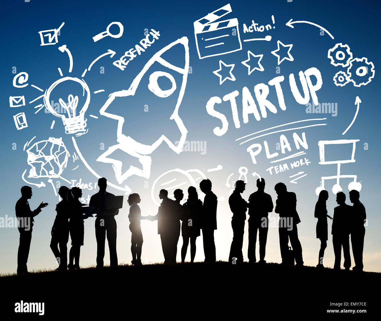 Start Up Business Launch Success Business Communication Concept Stock ...