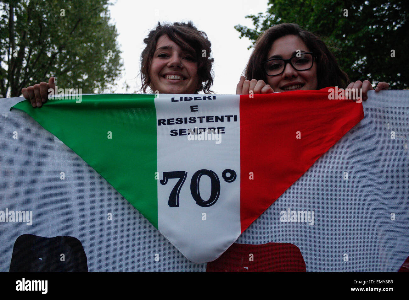 Turin, Italy. 23rd Apr, 2015. Torchlight for the 70th anniversary of ...