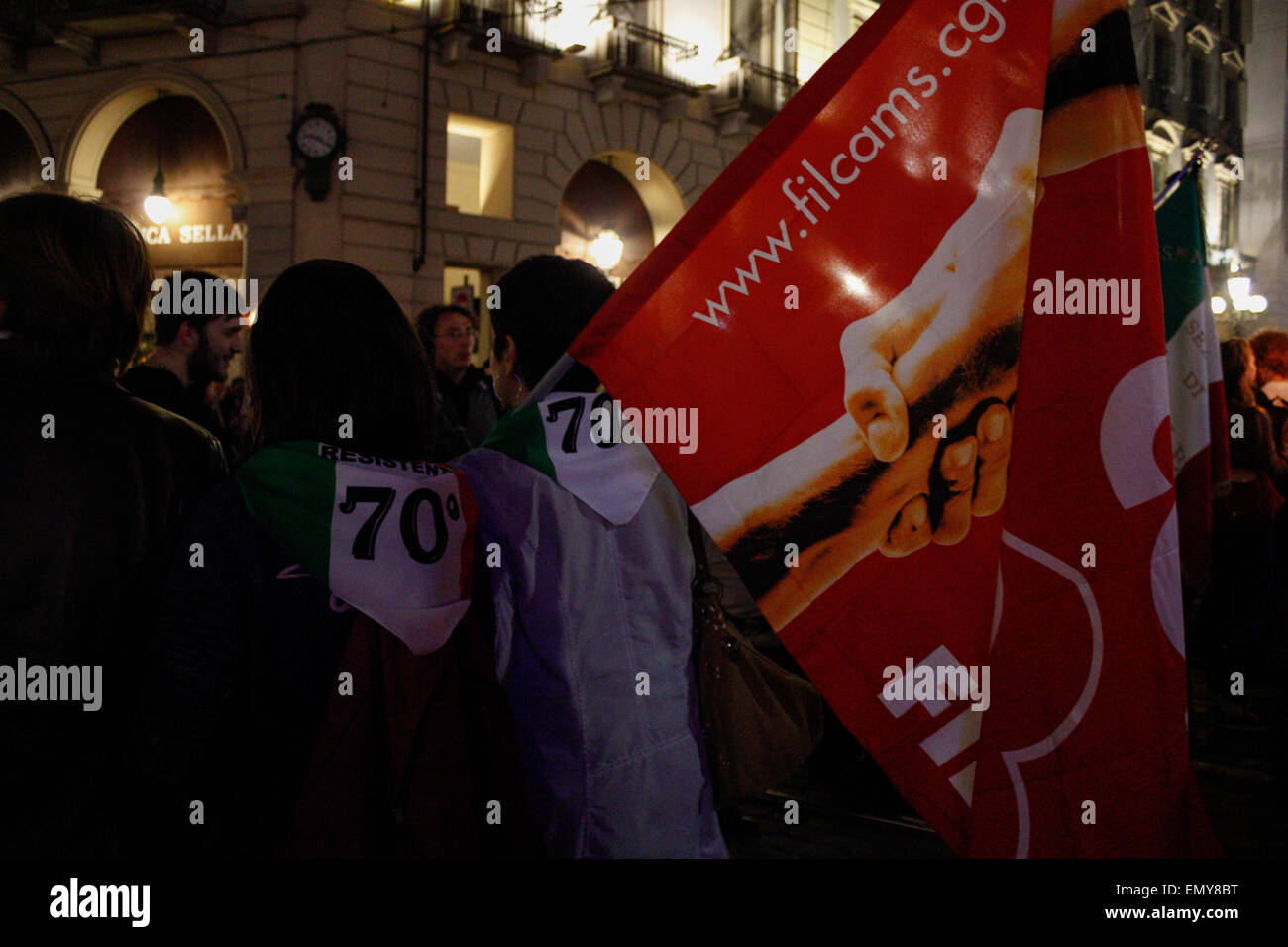 Turin, Italy. 23rd Apr, 2015. Torchlight for the 70th anniversary of ...