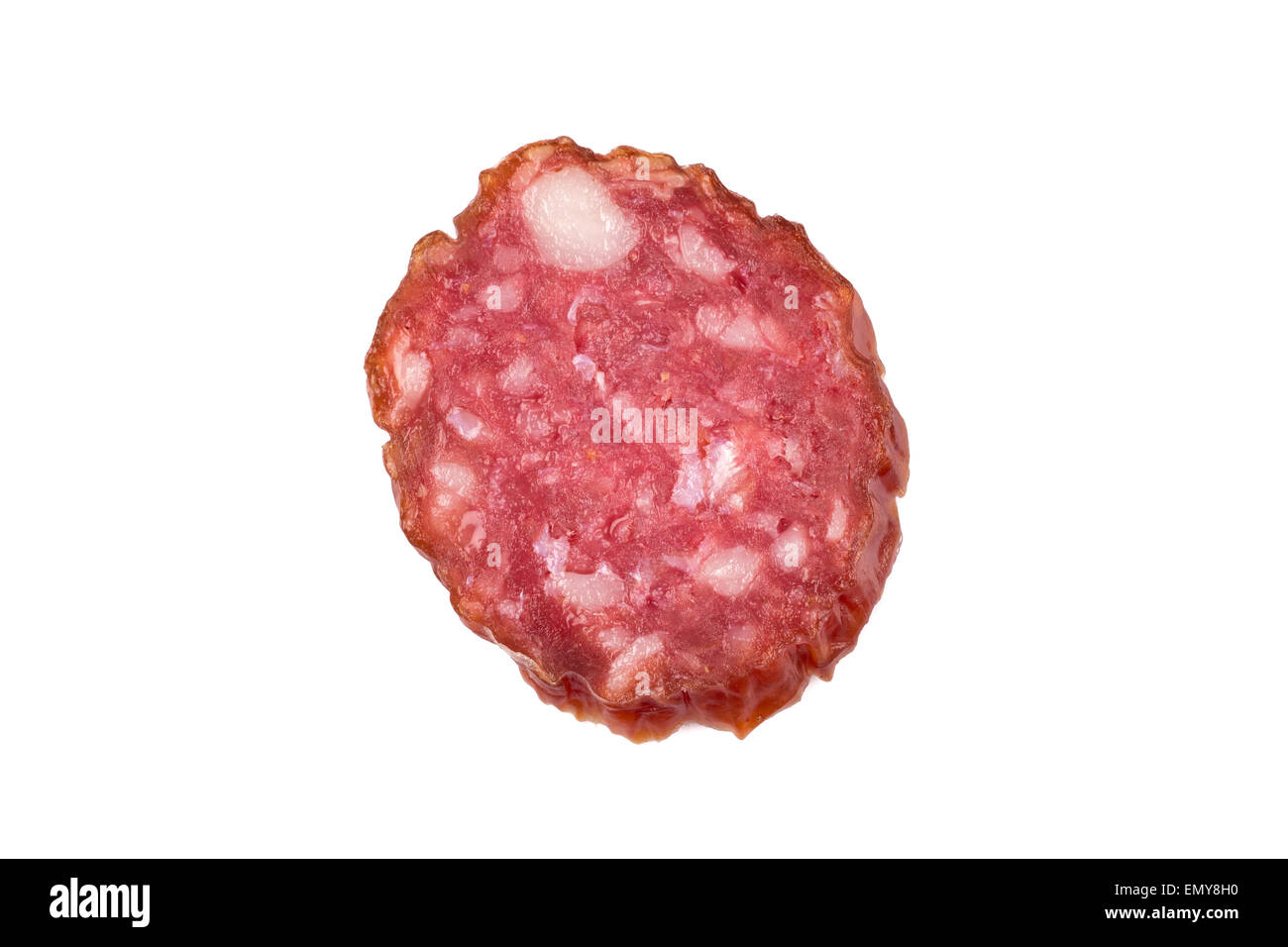 slice of salami isolated on a white background Stock Photo - Alamy
