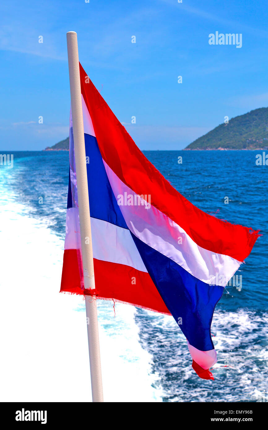 asia kho samu bay isle waving flag in thailand and south china sea ...