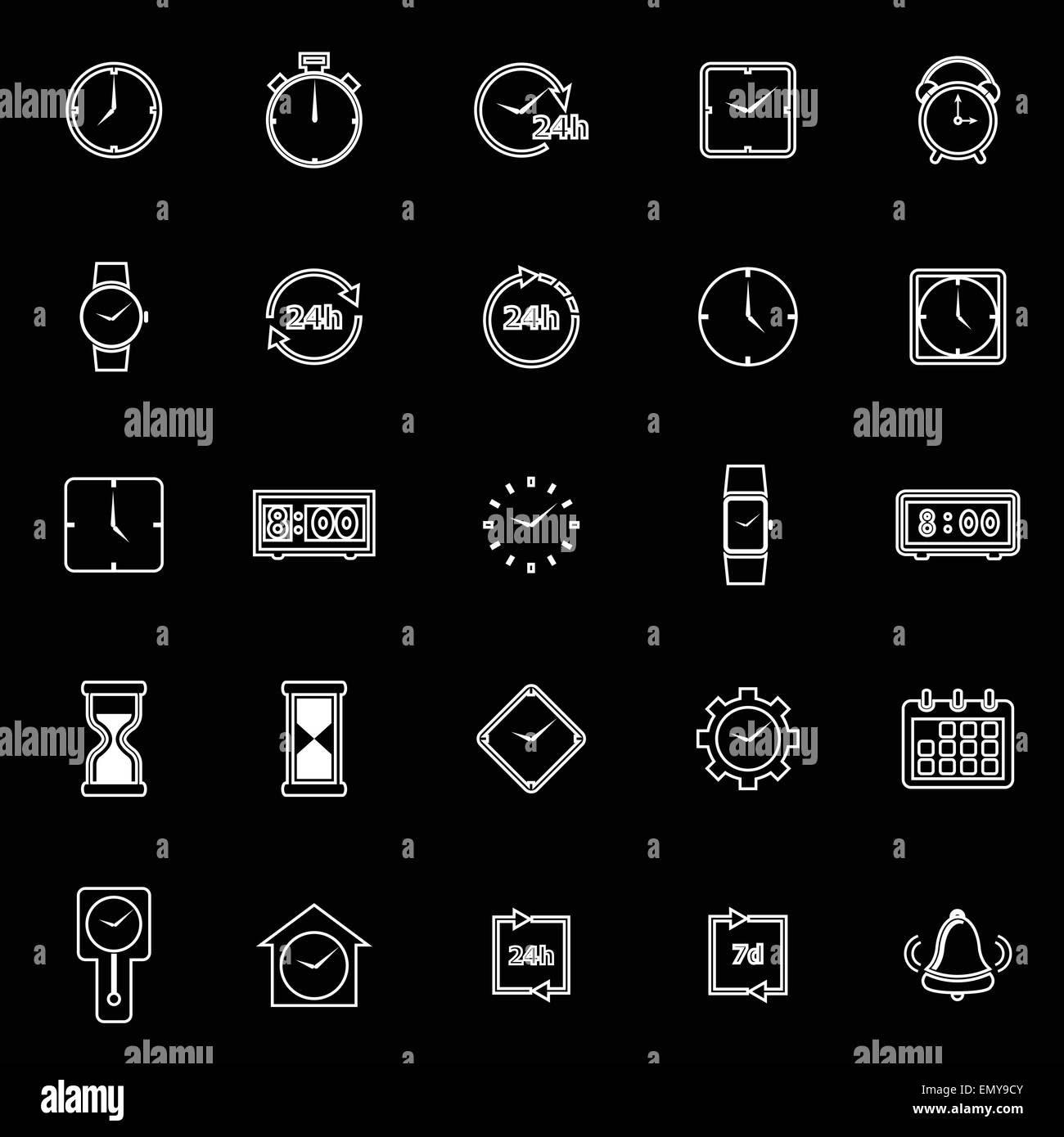 Time line icons on black background, stock vector Stock Vector Image ...
