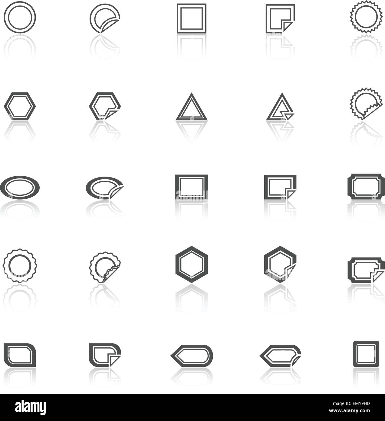 Label line icons with reflect on white background, stock vector Stock ...