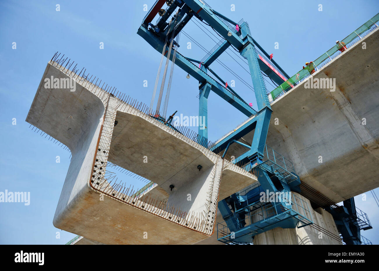 Tianshui, China's Gansu Province. 24th Apr, 2015. Workers install the ...