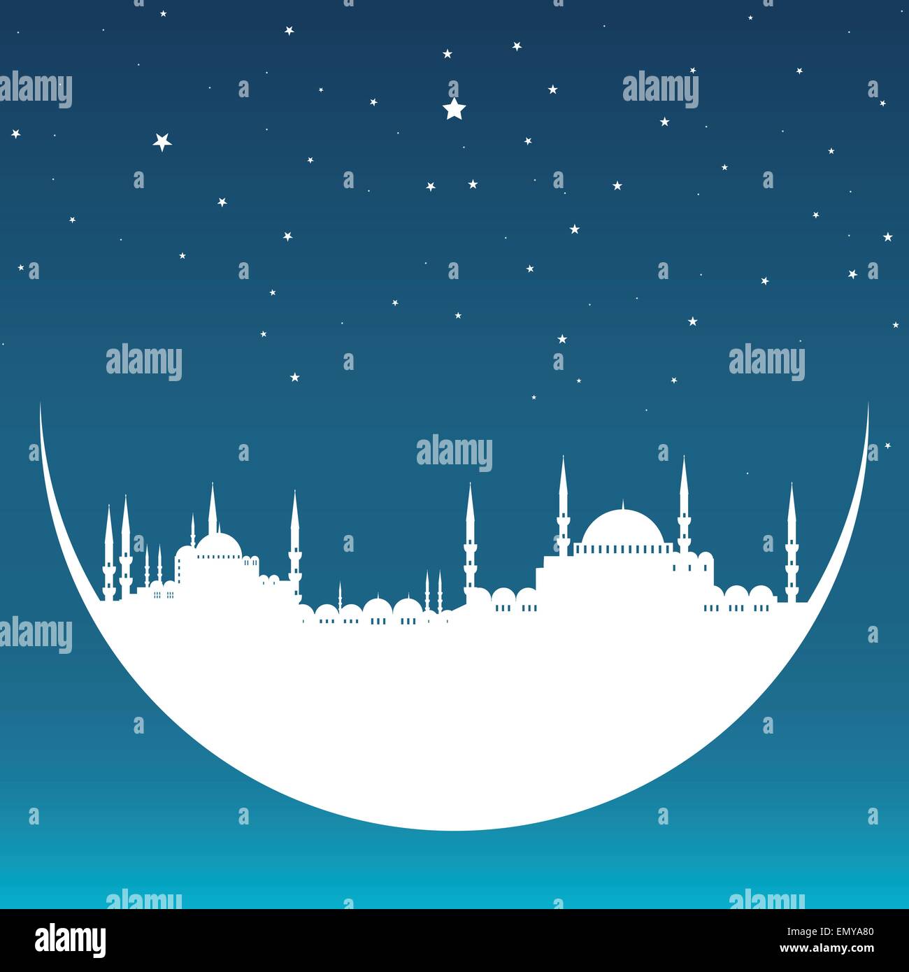 Illustration of the Moon with Mosque Stock Vector Image & Art - Alamy