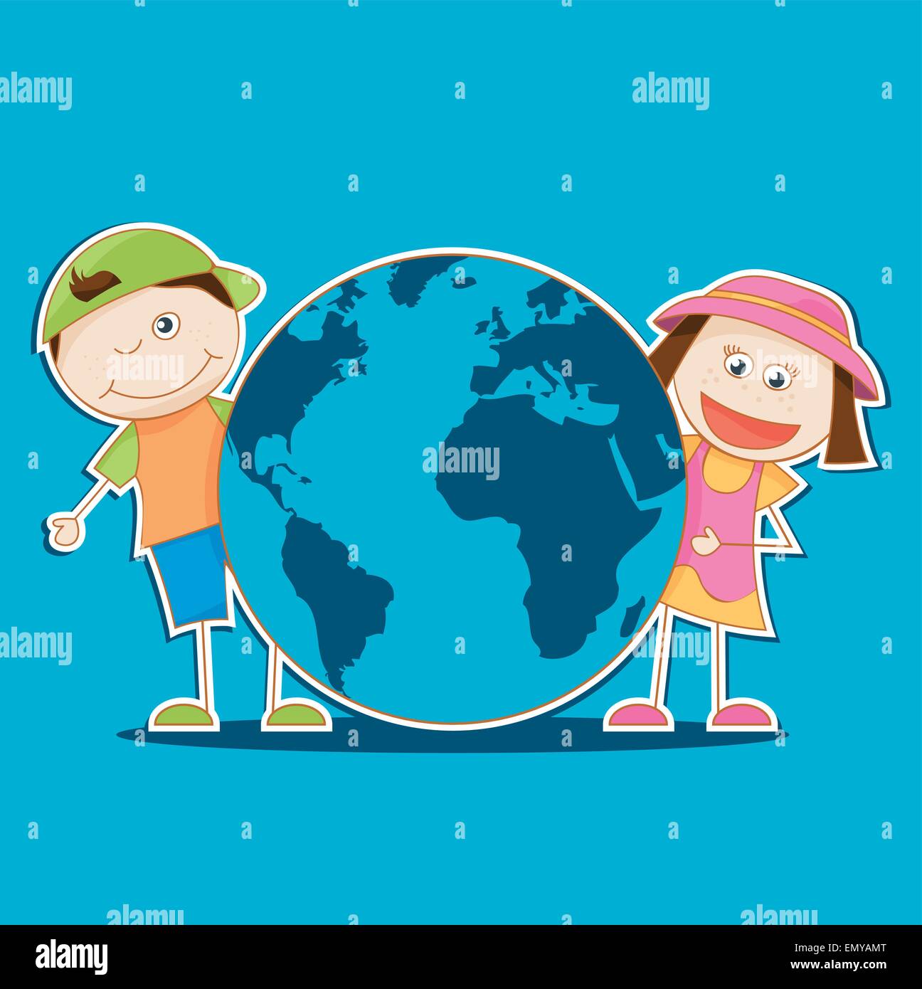 Kids and Earth Stock Vector Image & Art - Alamy