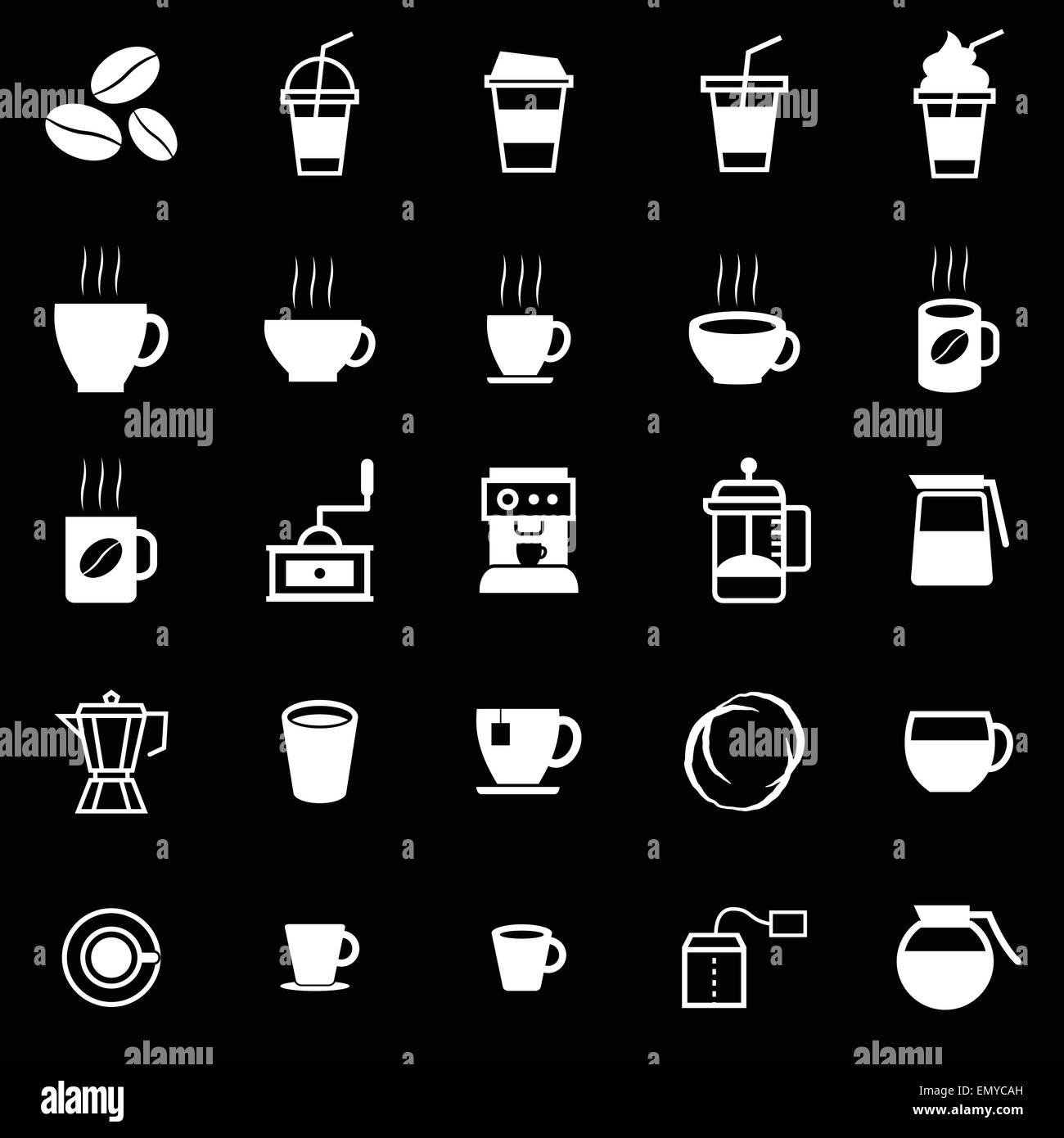 Coffee icons on black background, stock vector Stock Vector Image & Art ...