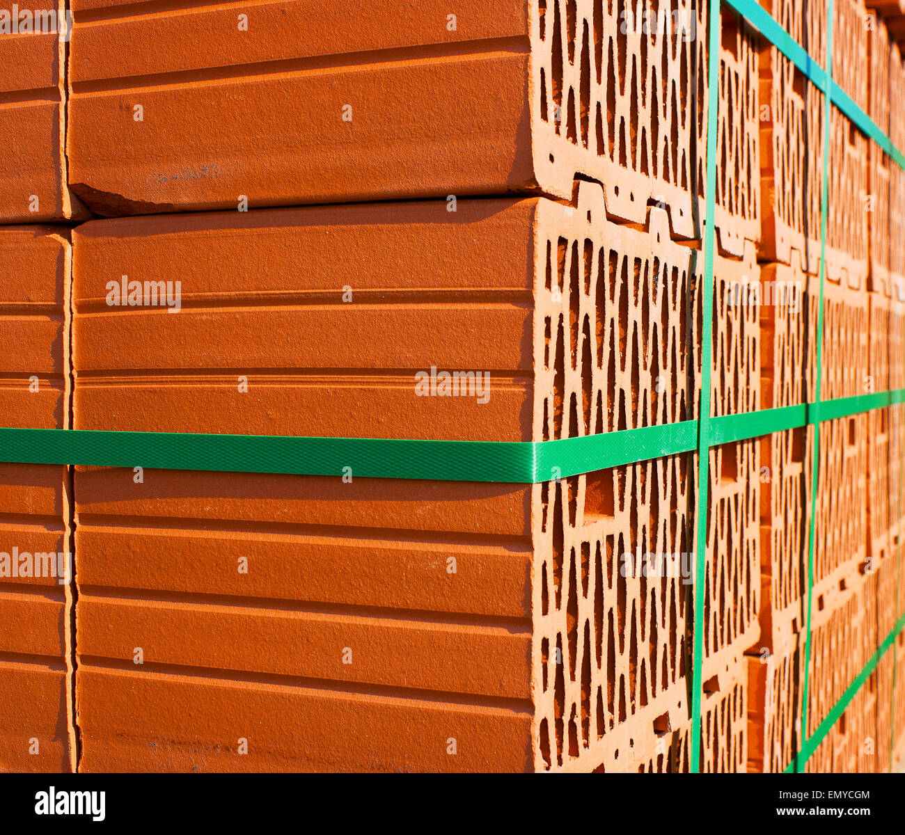 stack of red bricks for the construction closeup outside Stock Photo ...