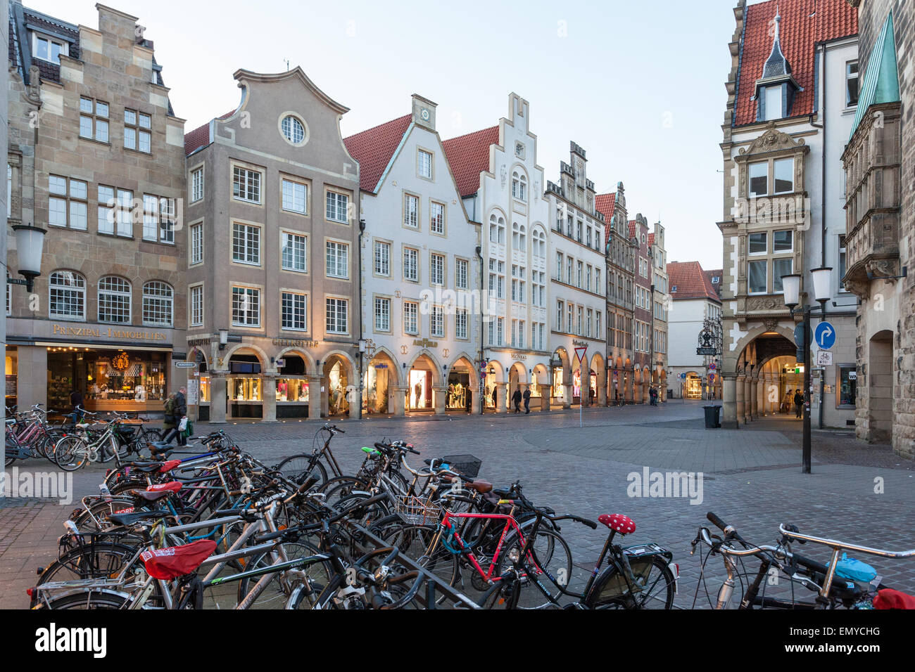 Bicycles in the old town of Muenster, North Rhine Westphalia, Germany ...