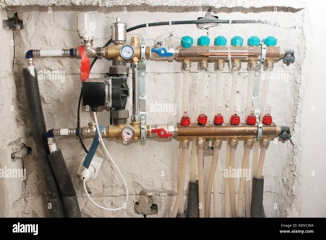 system heating pipes closeup indoor Stock Photo - Alamy