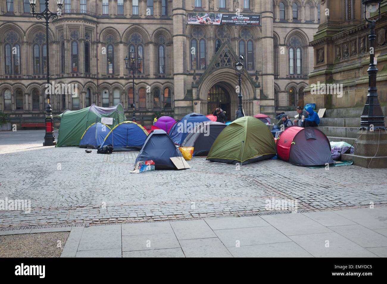 Manchester UK 24th April 2015 The protest by a group of homeless people ...
