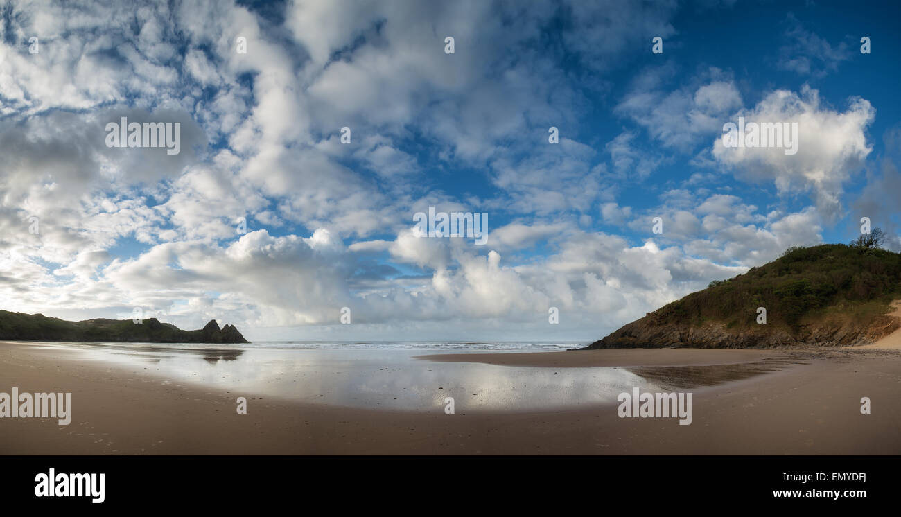 Beautiful Summer morning landscape over yellow sandy beach Stock Photo ...