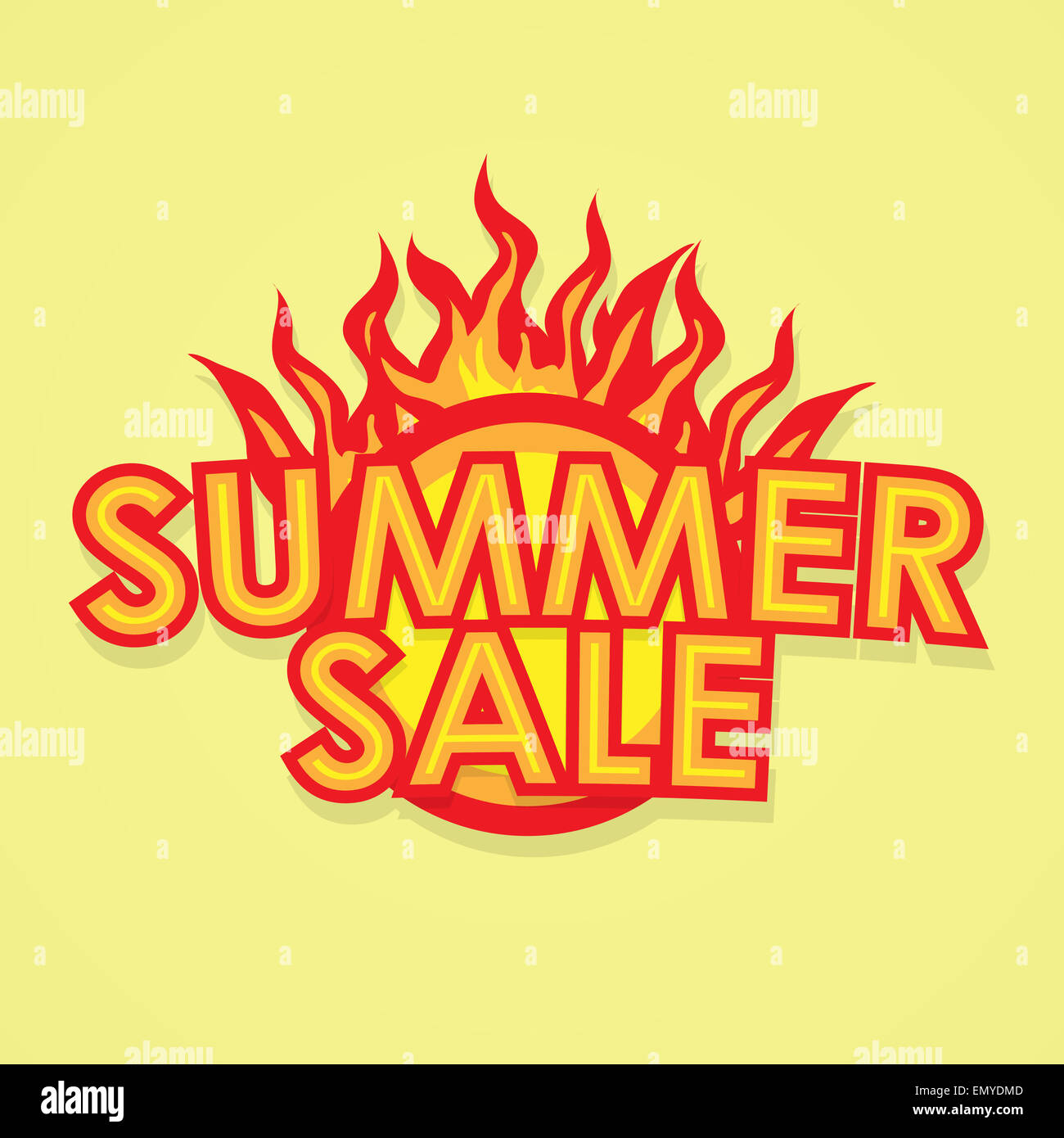 Sign sale offer with fire Stock Photo - Alamy