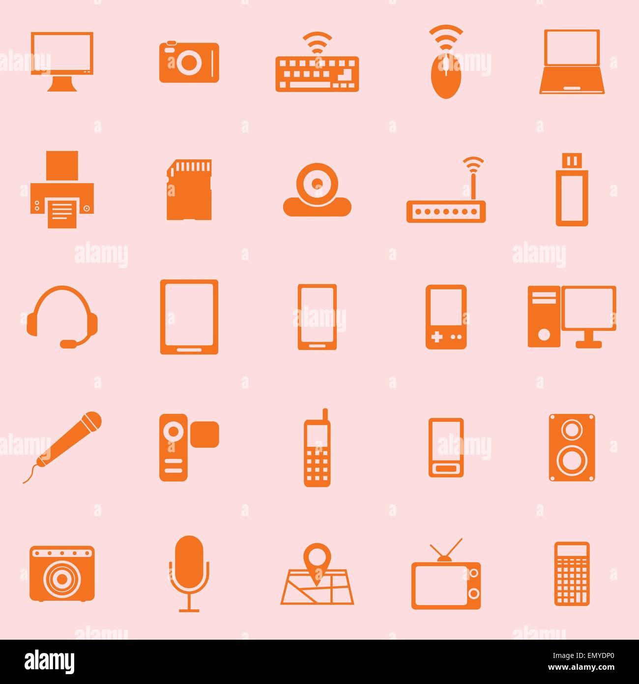 Gadget color icons on orange background, stock vector Stock Vector ...