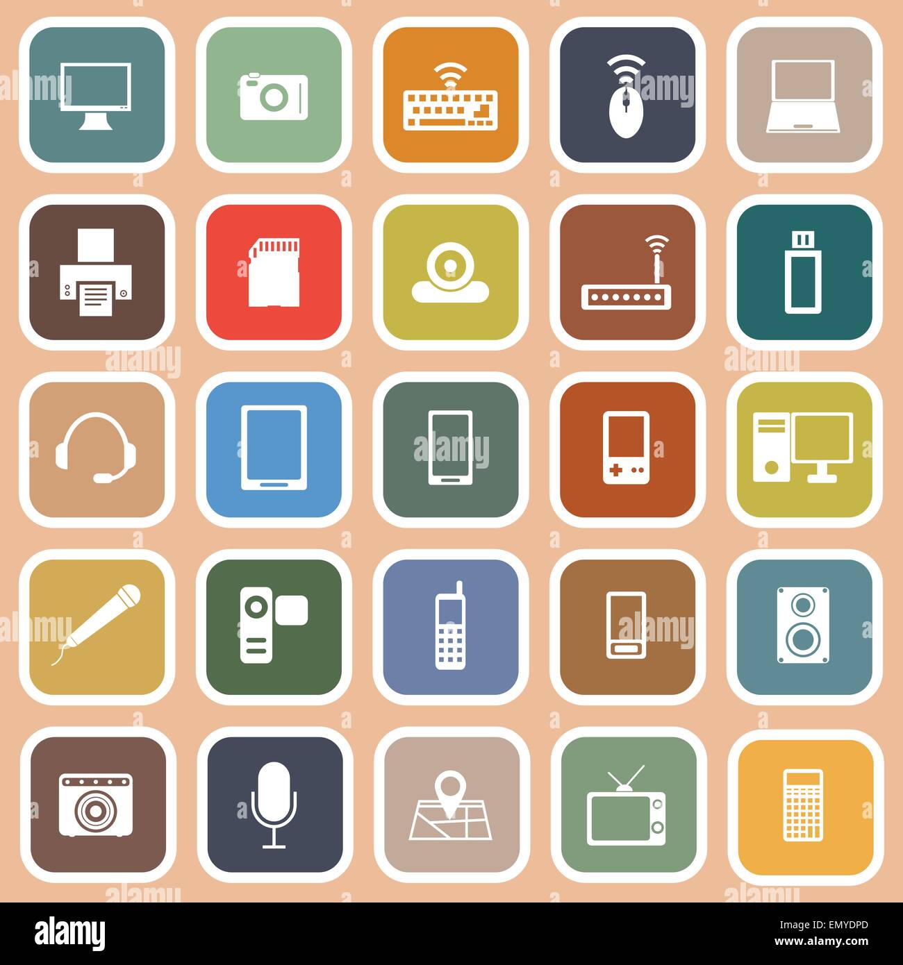 Gadget flat icons on orange background, stock vector Stock Vector Image ...