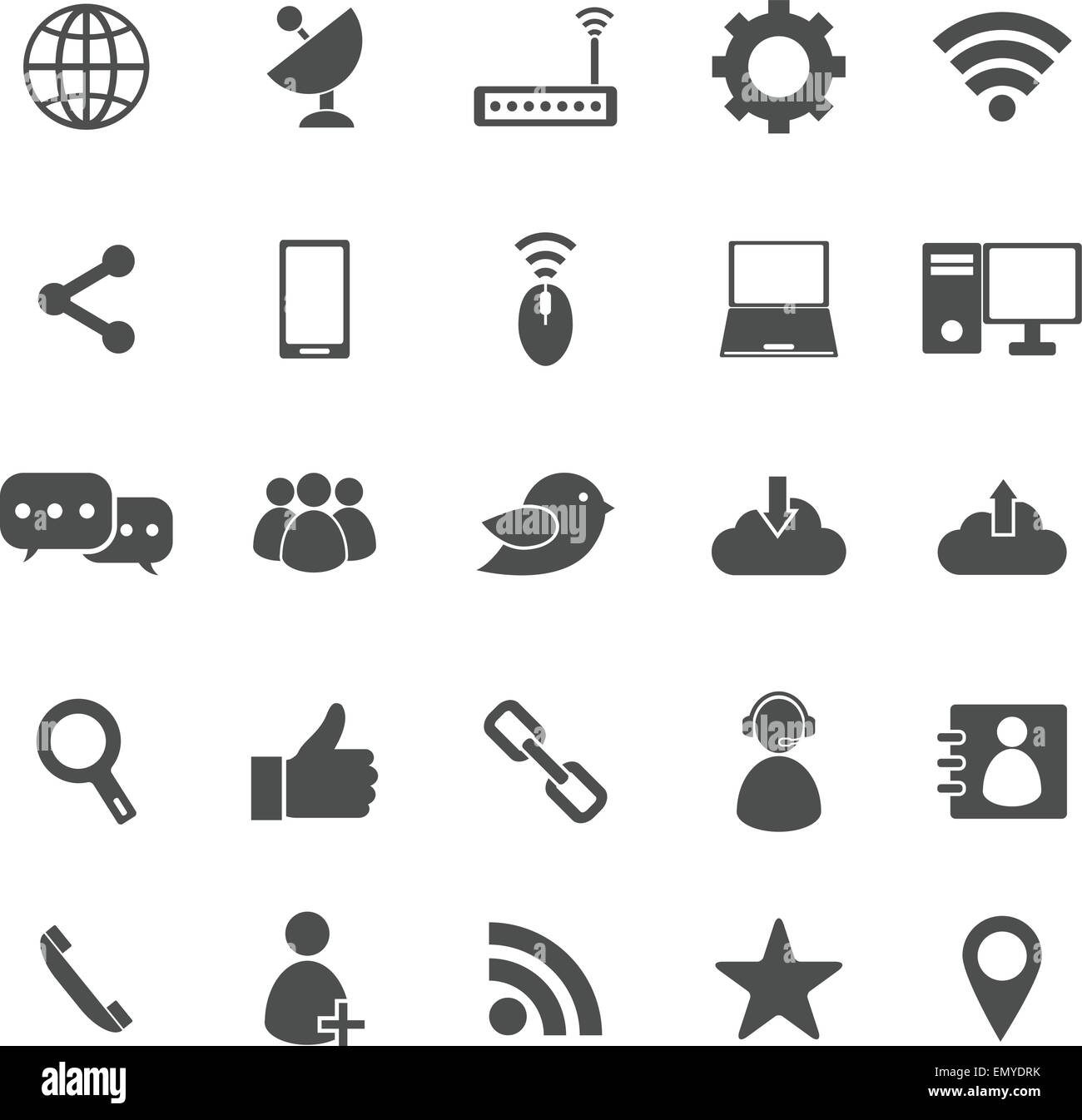 Network icons on white background, stock vector Stock Vector Image ...