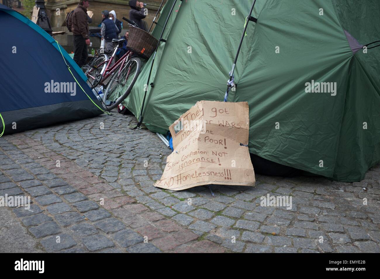 Manchester UK 24th April 2015 The protest by a group of homeless people ...