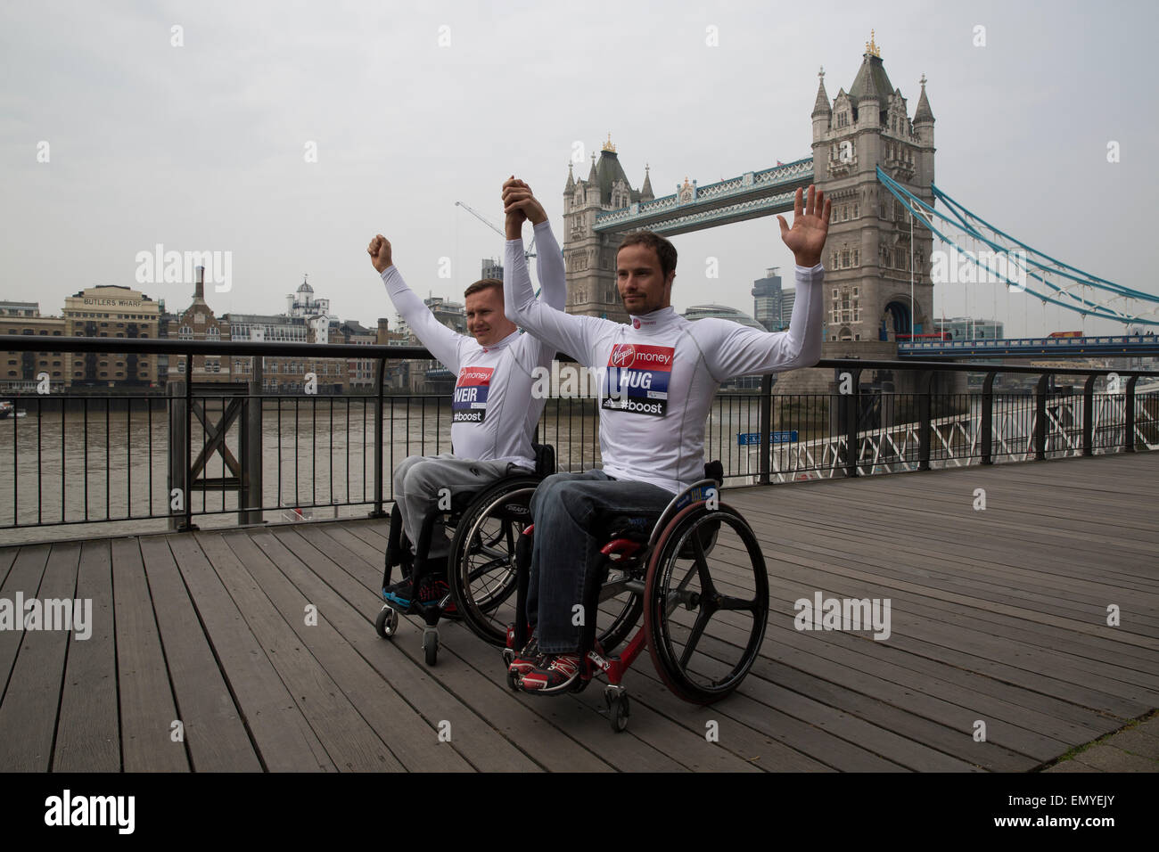 David Weir and Marcel Hug hand in hand at a photocall by Tower Bridge ...
