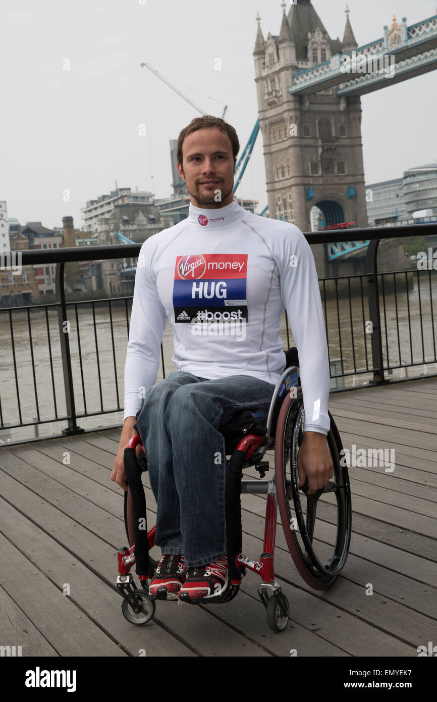 Marcel Hug attends a photocall by Tower Bridge ahead of Sunday's Virgin ...
