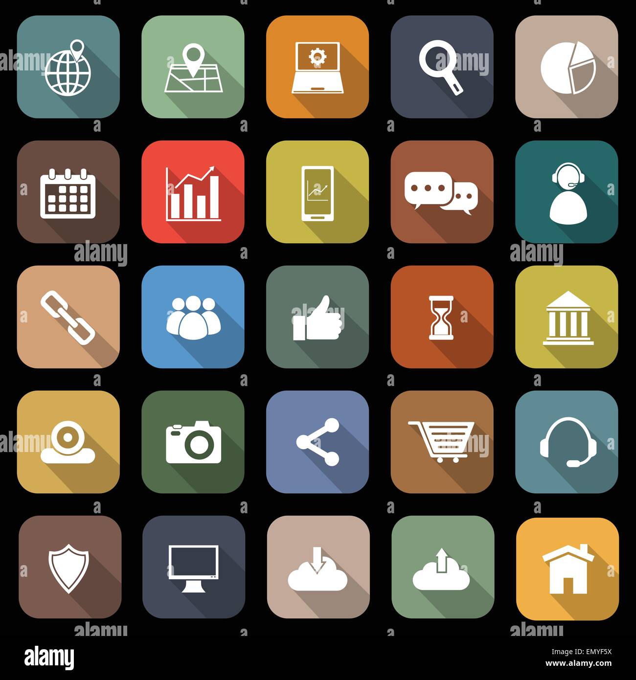 SEO flat icons with long shadow, stock vector Stock Vector Image & Art ...