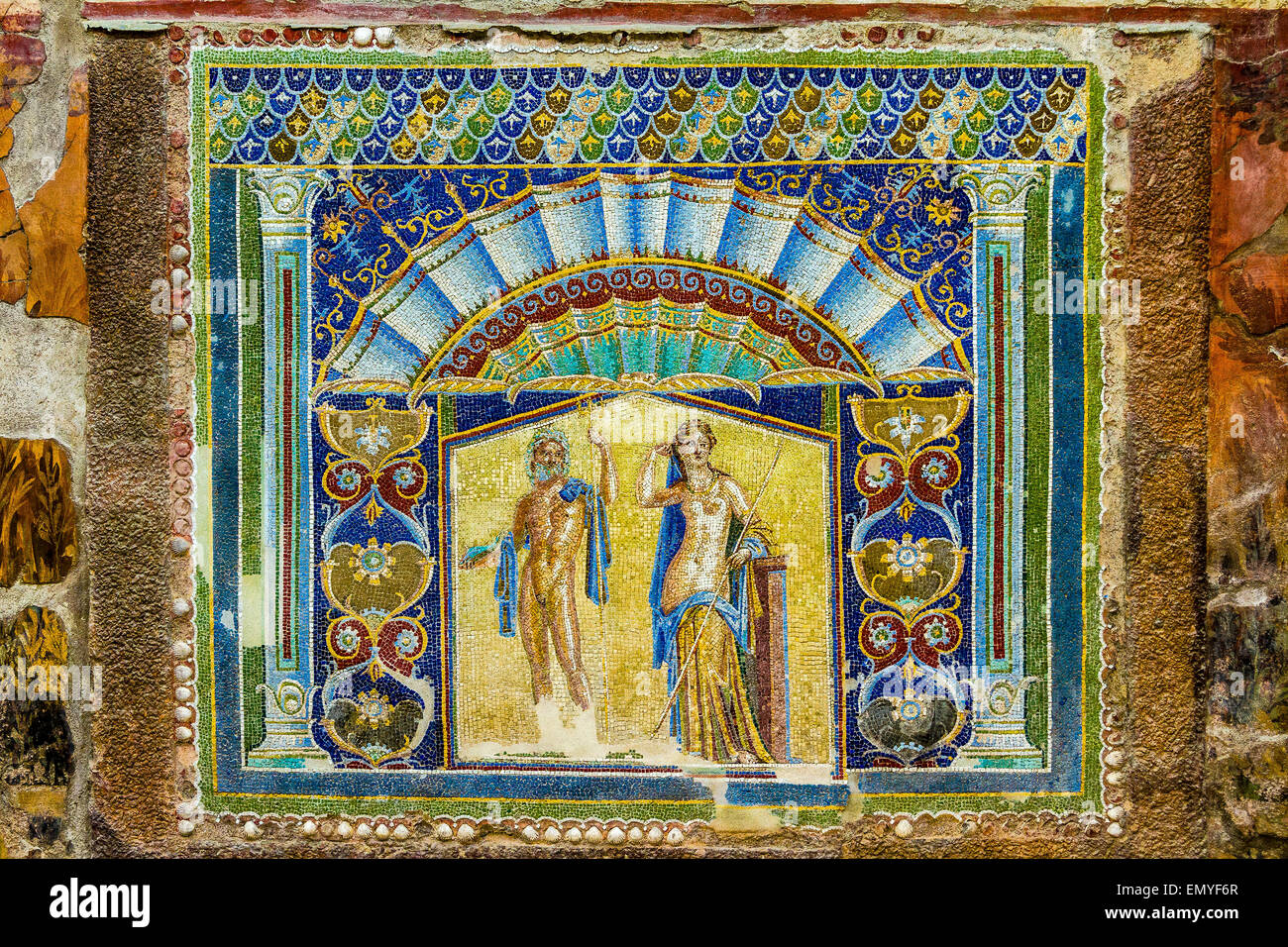 Mosaic of Neptune and Amphitrite Herculaneum Italy Stock Photo - Alamy
