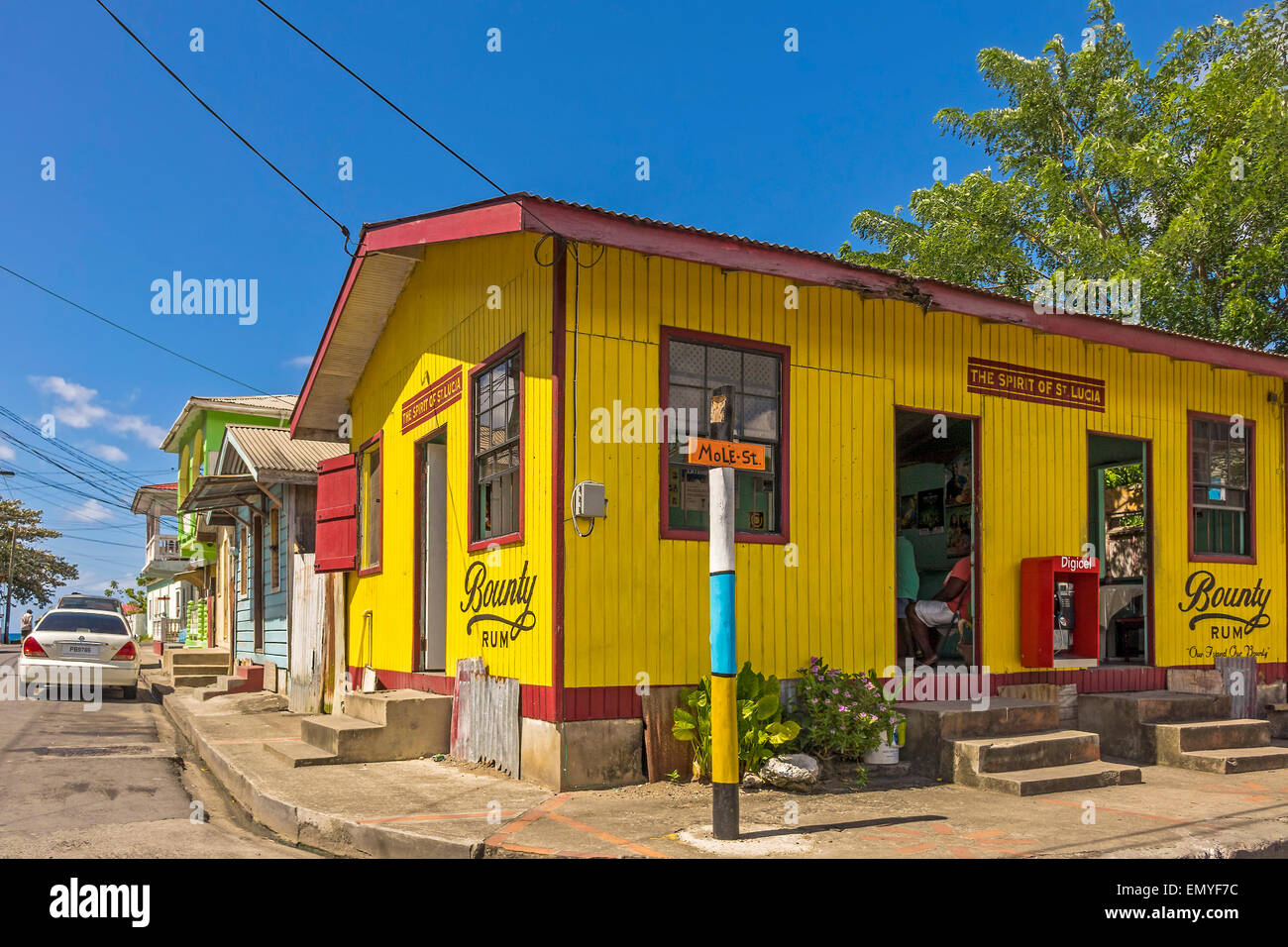 Bright Yellow Rum Bar St. Lucia West Indies Stock Photo - Alamy