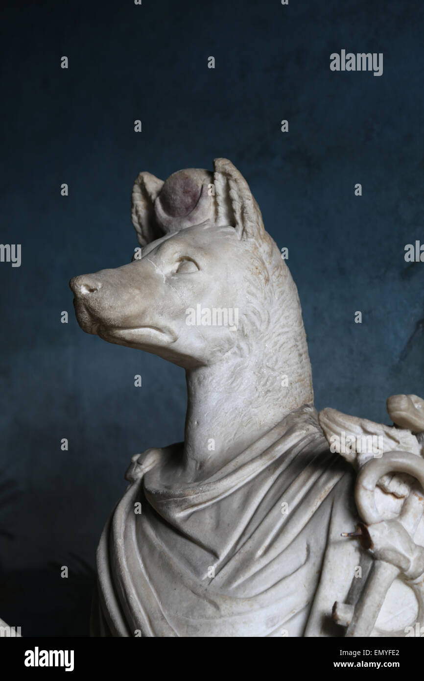 Roman Art. Statue of the god Hermanubis. Hybrid of Anubis and the Greek ...