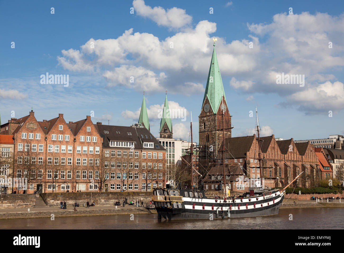 Historic sailing ship at the Weser river in Bremen, Germany Stock Photo ...