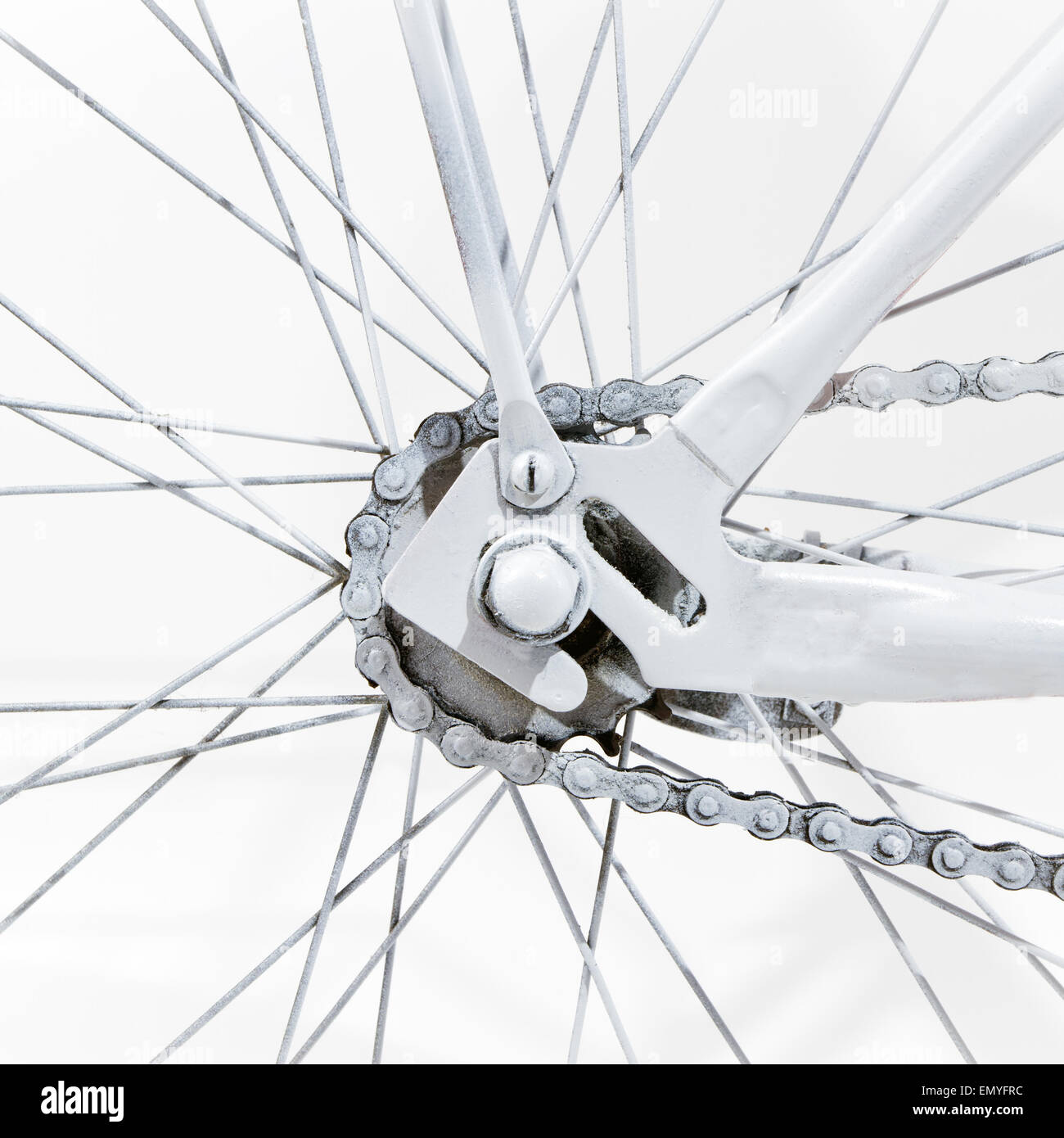 Close-up fragment of white vintage bicycle wheel Stock Photo - Alamy
