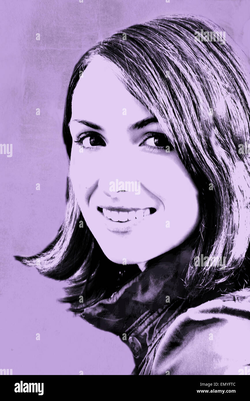 Happy smiling woman. Pop art style illustration Stock Photo - Alamy