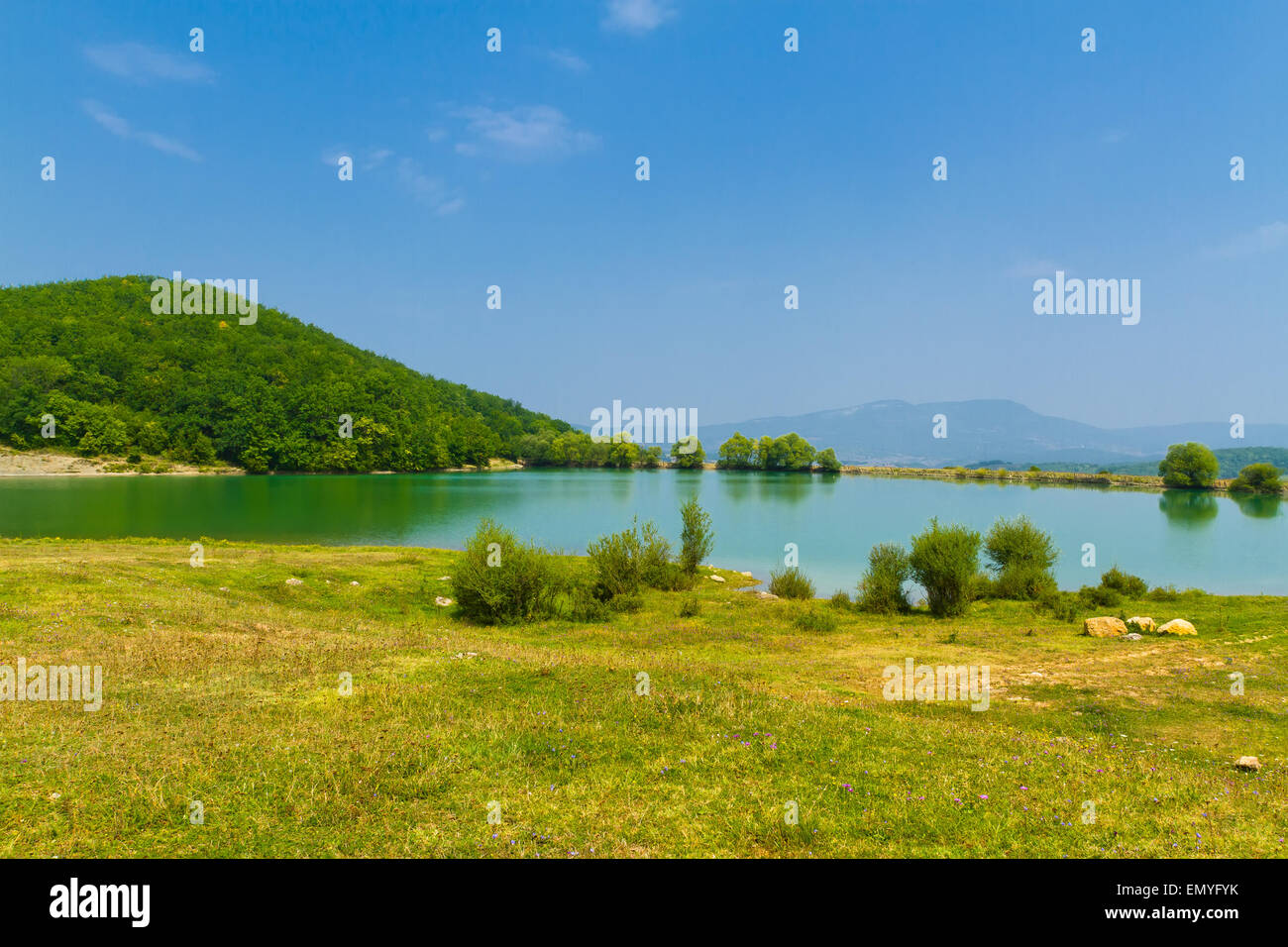 Beautiful landscape with lake and mountain. The Crimean Peninsul Stock ...