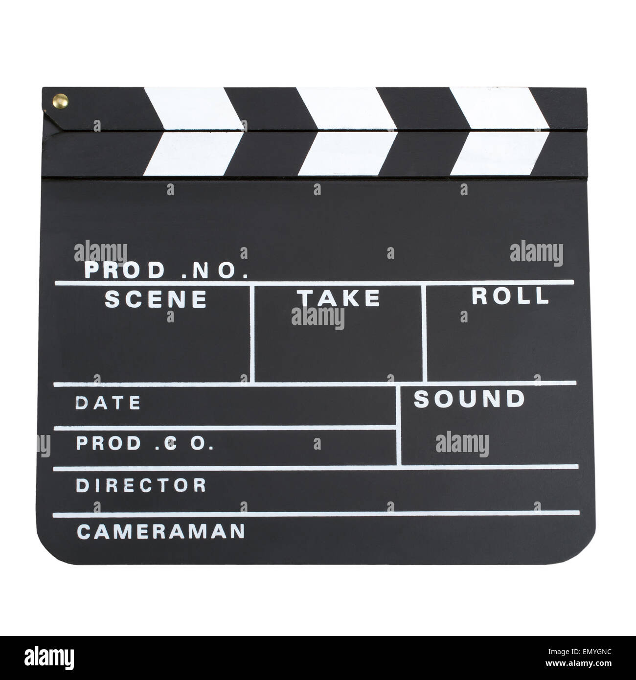 Movie production clapper board isolated on white background. Sla Stock ...