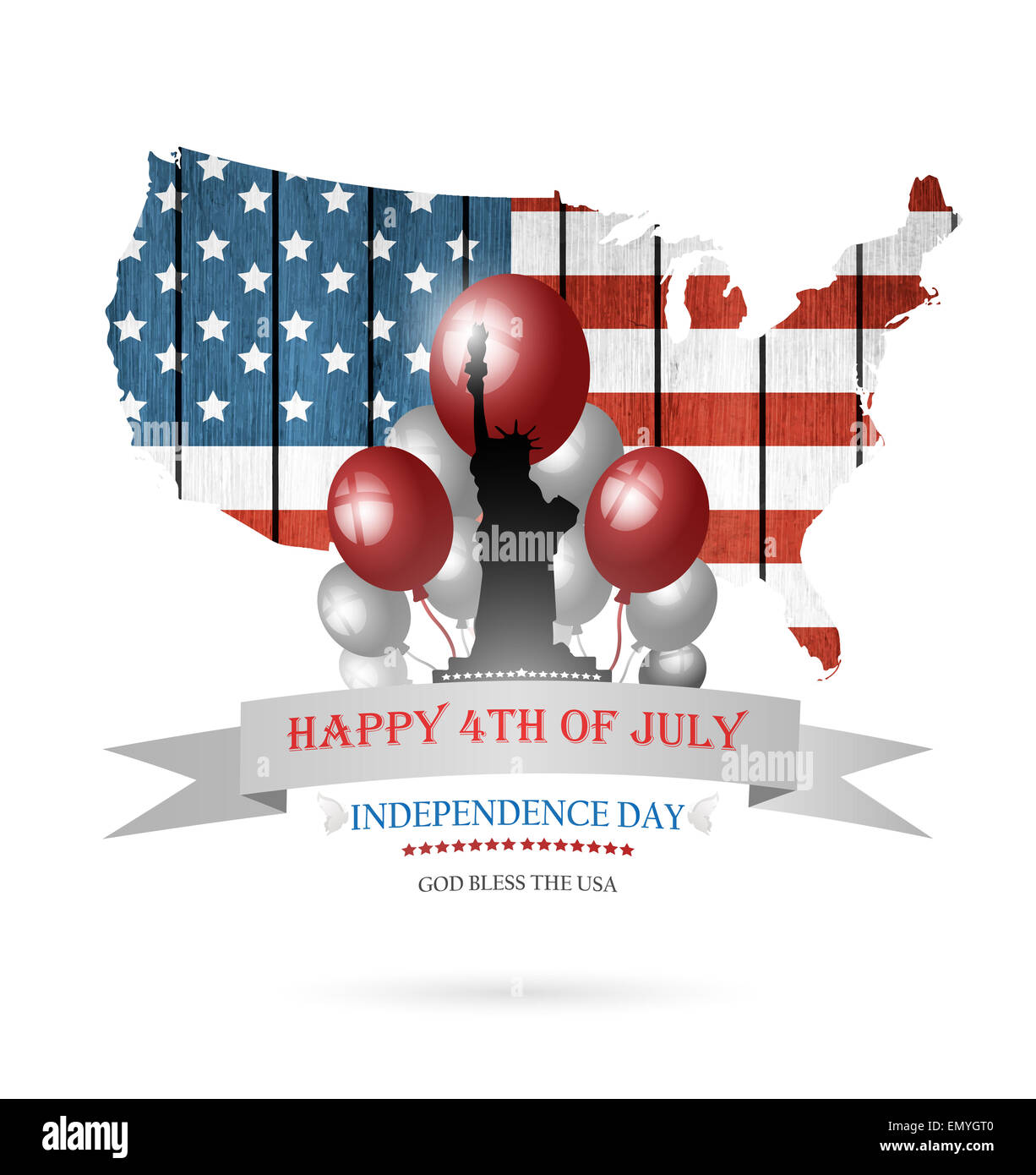 Happy Fourth Of July Background With Balls Statue Of Liberty And Title ...