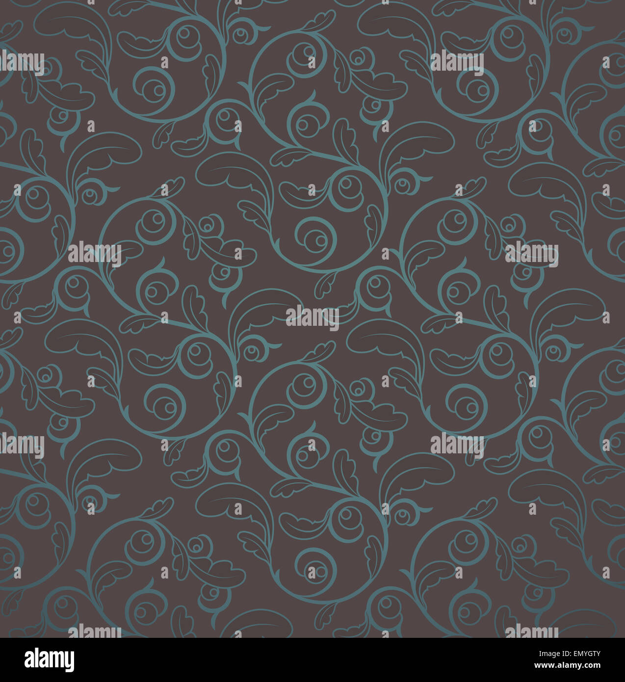 Vintage Brown And Blue Seamless Floral Pattern Stock Photo - Alamy