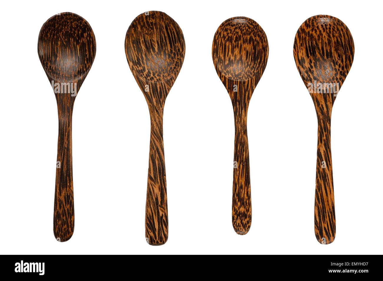 Wooden spoon set isolated on white background Stock Photo - Alamy