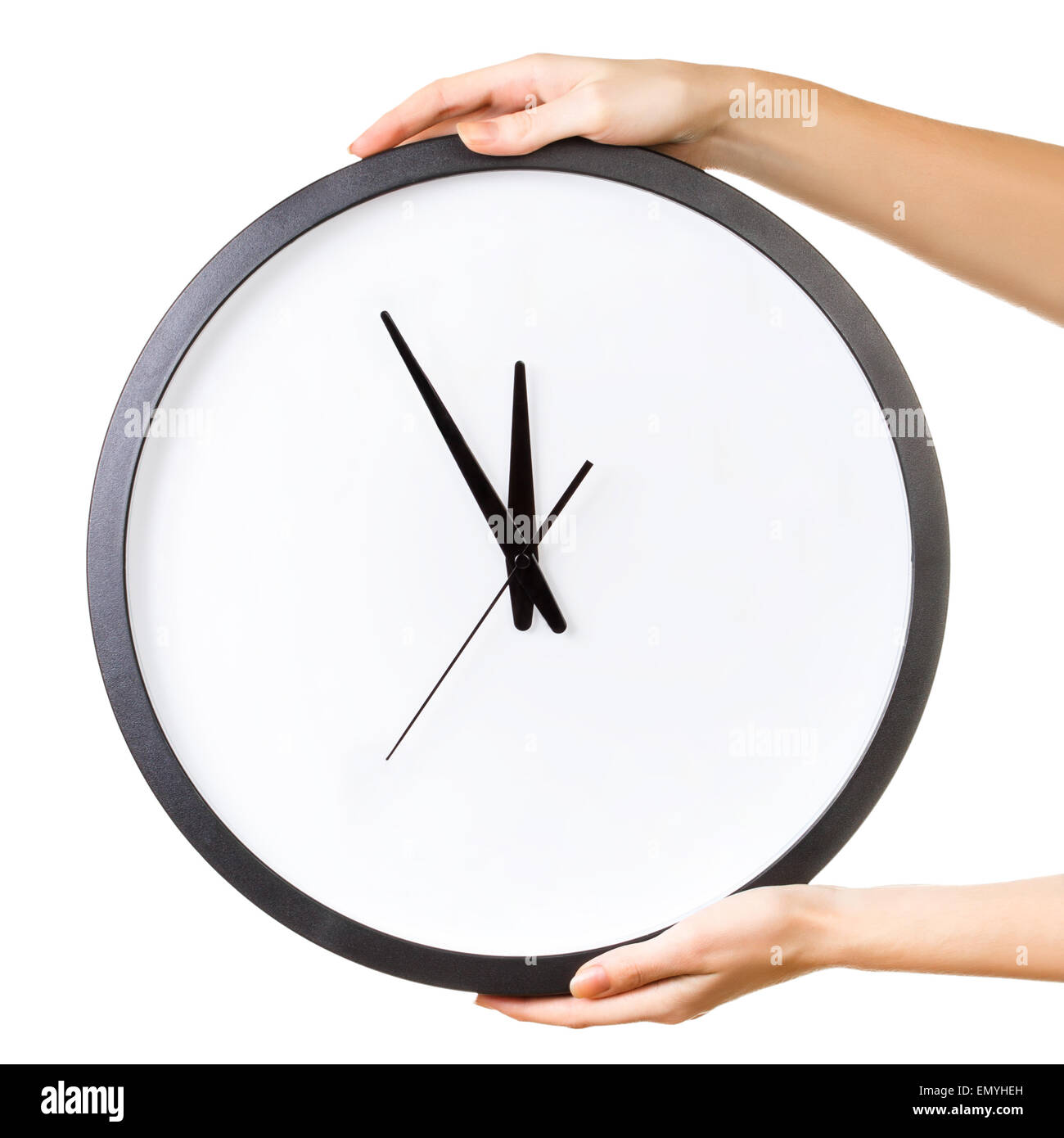 Woman holding a big clock Stock Photo - Alamy