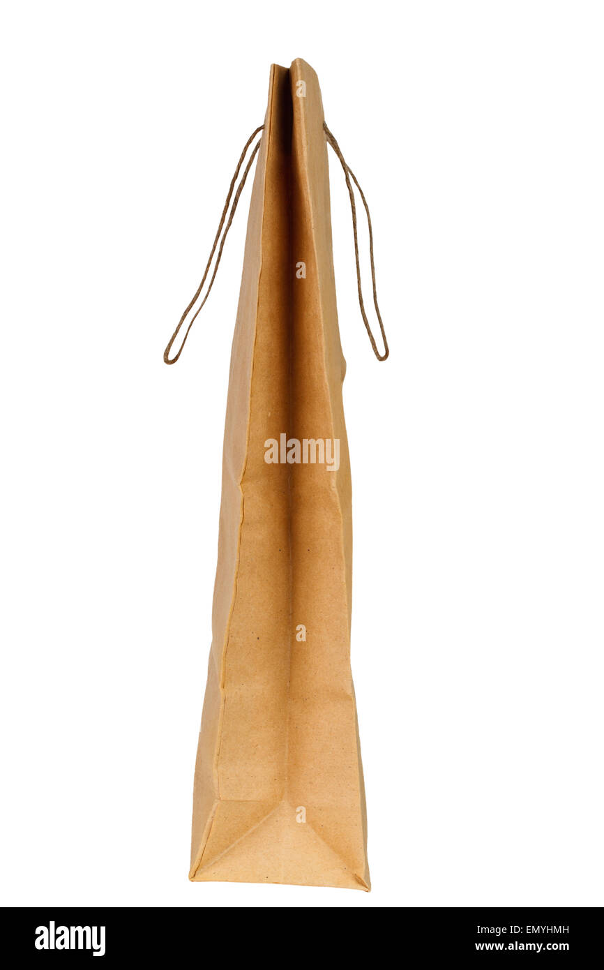 Brown paper shopping bag isolated on white background Stock Photo - Alamy